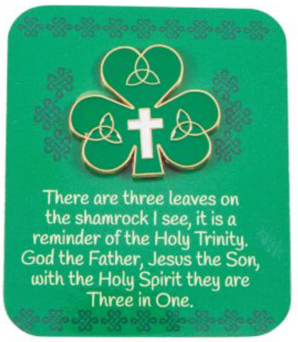 Trinity Shamrock Pin on Card – Celtic Cove Catholic Bookstore