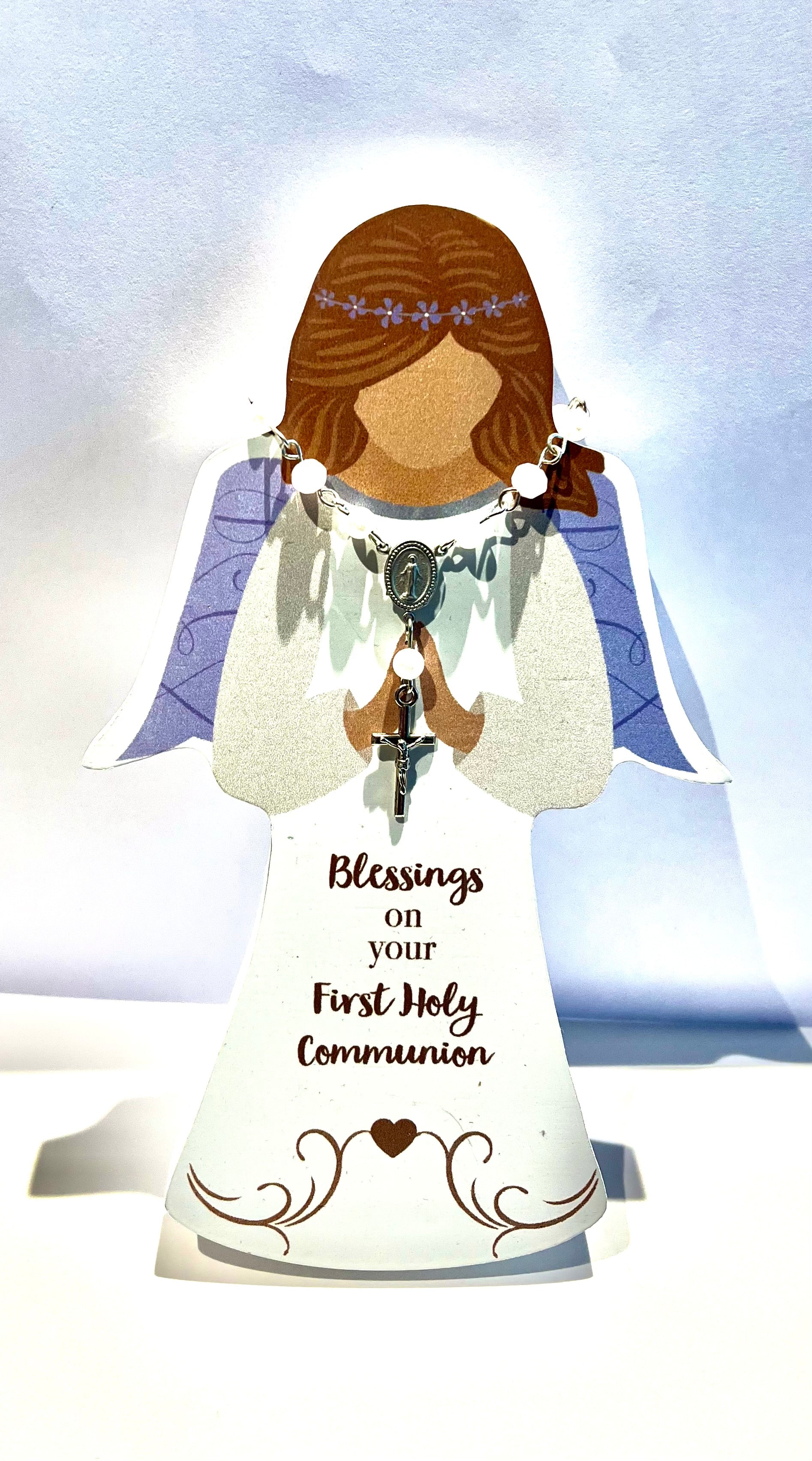 First Holy Communion Angel With One Decade Rosary Bracelet – Celtic ...