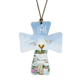 Wood Lasered Cross Pendant - First Communion – Celtic Cove Catholic ...