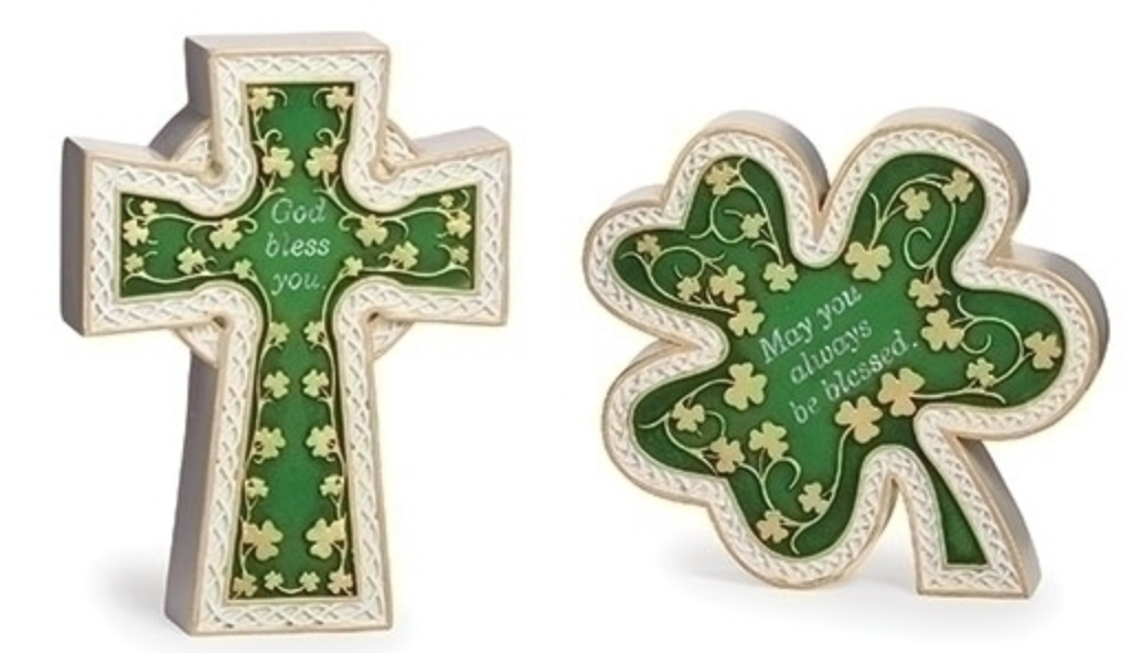SHAMROCK AND CELTIC CROSS PLAQUES – Celtic Cove Catholic Bookstore