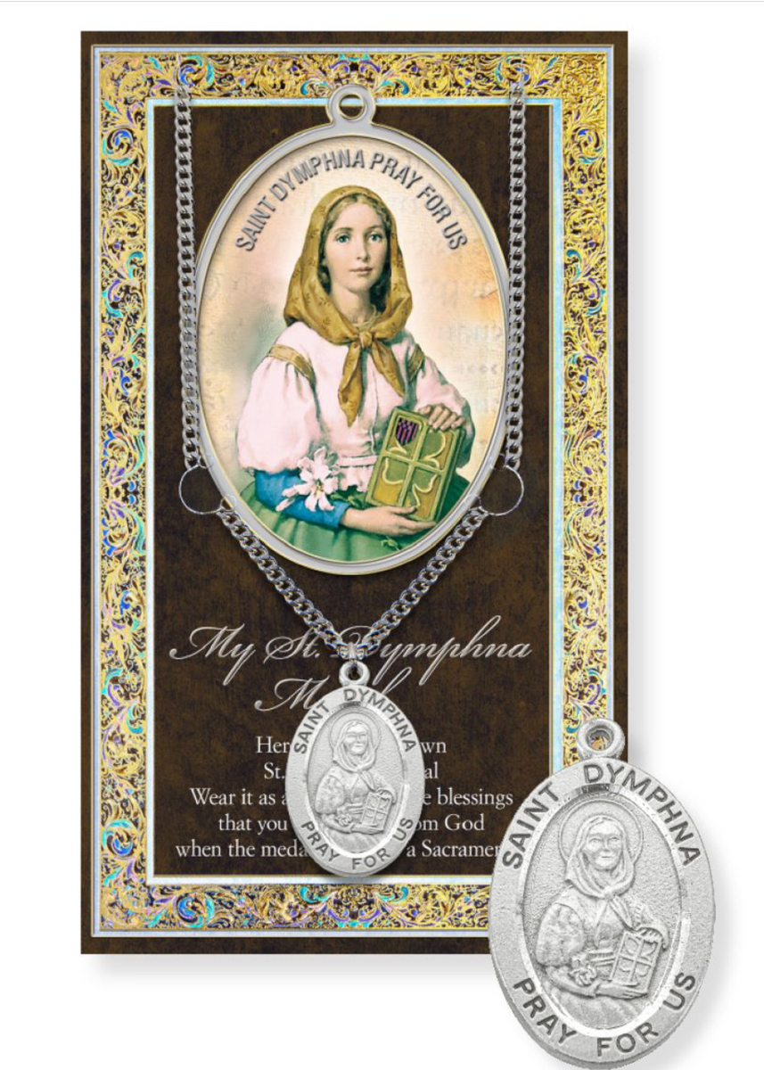 Saint Dymphna Genuine Pewter Medal – Celtic Cove Catholic Bookstore