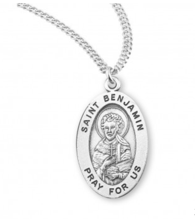 Patron Saint Benjamin Oval Sterling Silver Medal – Celtic Cove Catholic ...