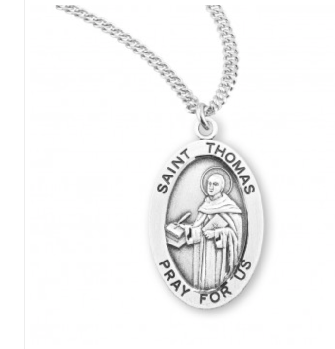 Patron Saint Thomas Aquinas Oval Sterling Silver Medal – Celtic Cove ...