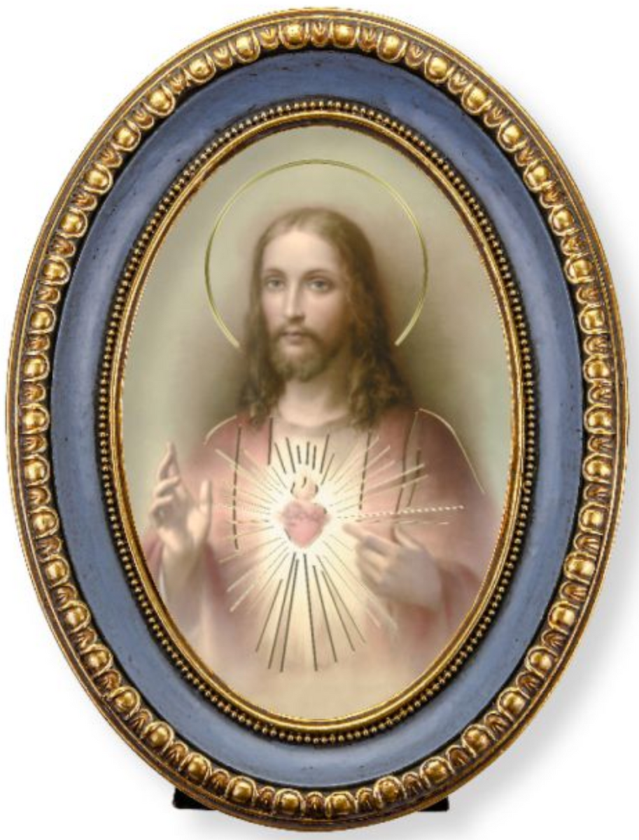 Sacred Heart of Jesus Print in Oval Frame – Celtic Cove Catholic Bookstore