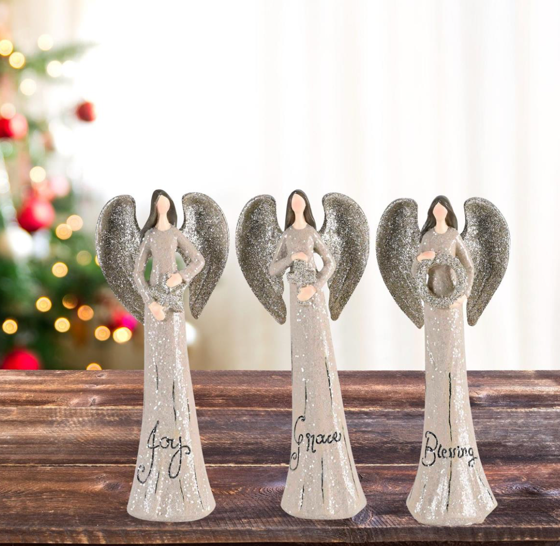 ANGEL GOLD GLITTER JOY GRACE BLESSING 5"H – Celtic Cove Catholic Bookstore