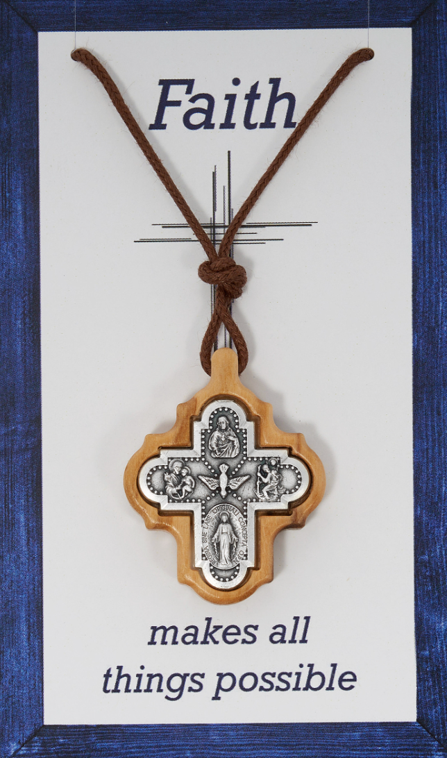 Olive Wood 4-Way Holy Spirit with Cord – Celtic Cove Catholic Bookstore