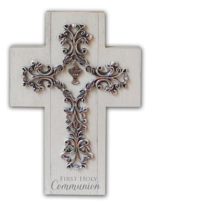 First Holy Communion Cross With Filigre Cross, Easel Back – Celtic Cove ...