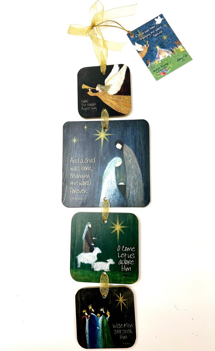 O HOLY NIGHT WALL HANGING ON GOLD RIBBONS W/HANG TAG – Celtic Cove ...