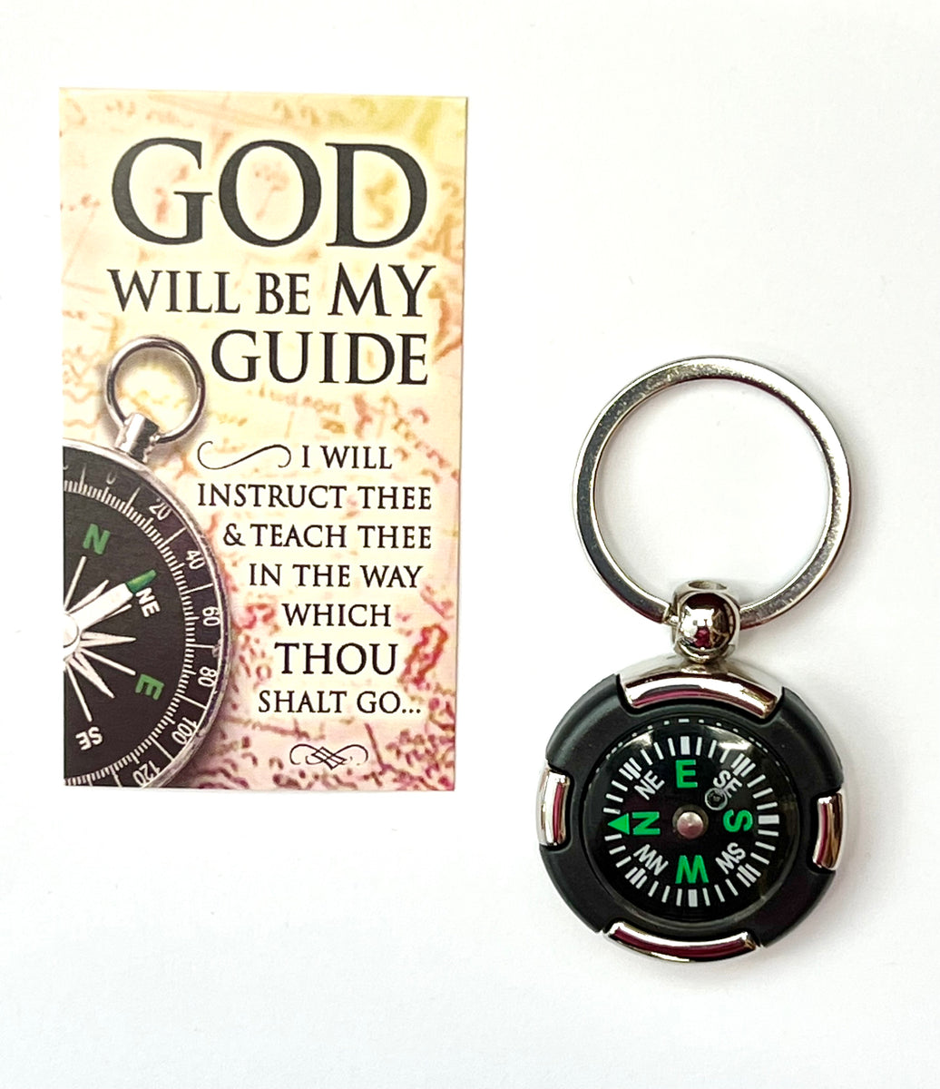 God Will Be My Guide Compass Key Tag With Keepsake Card – Celtic Cove ...