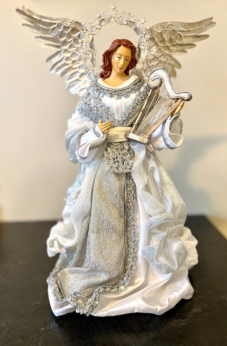 16" Ivory & Silver Angel Tree Topper – Celtic Cove Catholic Bookstore