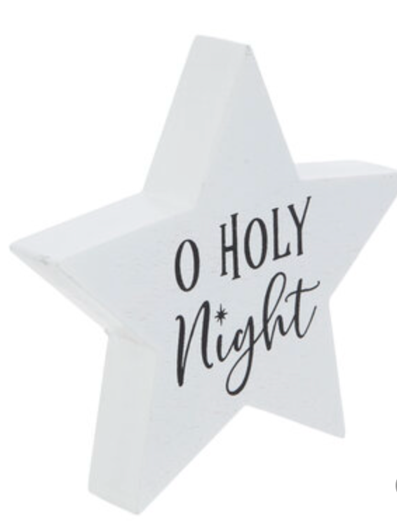 White O Holy Night Star Wood Decor – Celtic Cove Catholic Bookstore