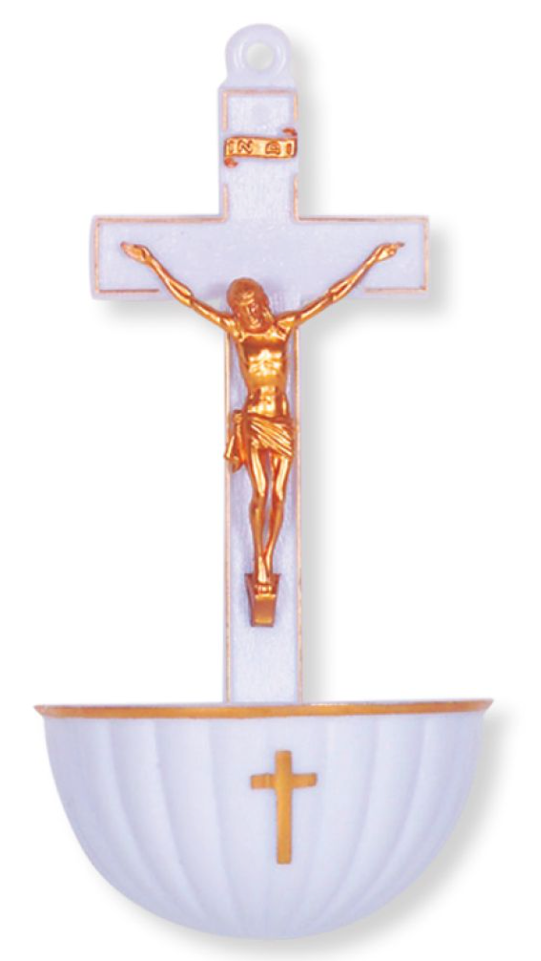 White Crucifix Plastic Holy Water Font – Celtic Cove Catholic Bookstore